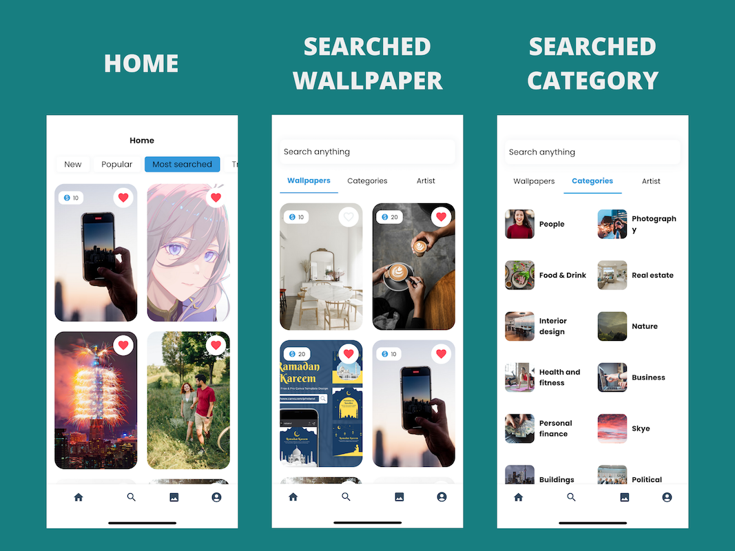 Wallpaper flutter app - iOS - Android - Admin panel - Artist panel by SinghCodersTeam